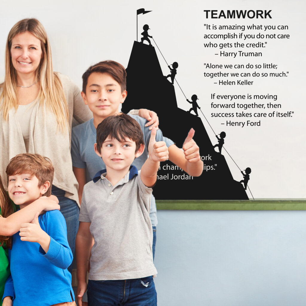 Teamwork Climbs Mountains – Inspirational Vinyl Wall Decal – School ...